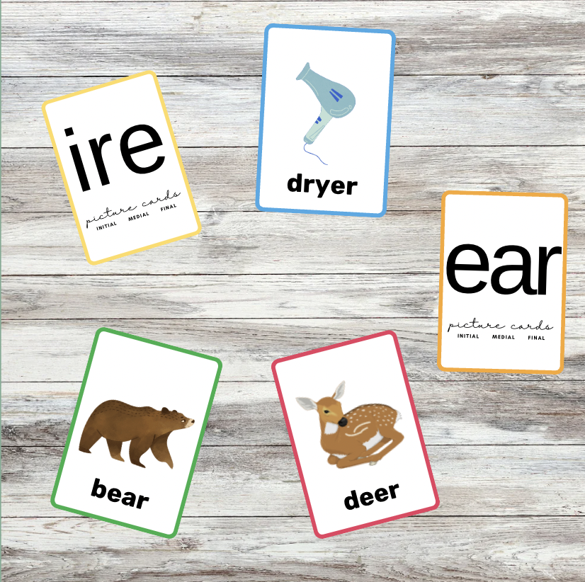 Vocalic R Picture Cards OR AR ER AIR EAR IRE Initial Medial Final Word ...