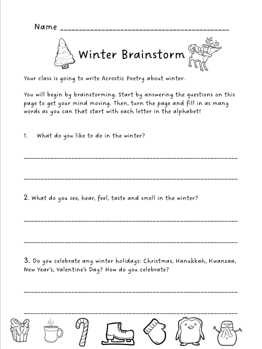 Winter Acrostic Poetry Unit - Classful