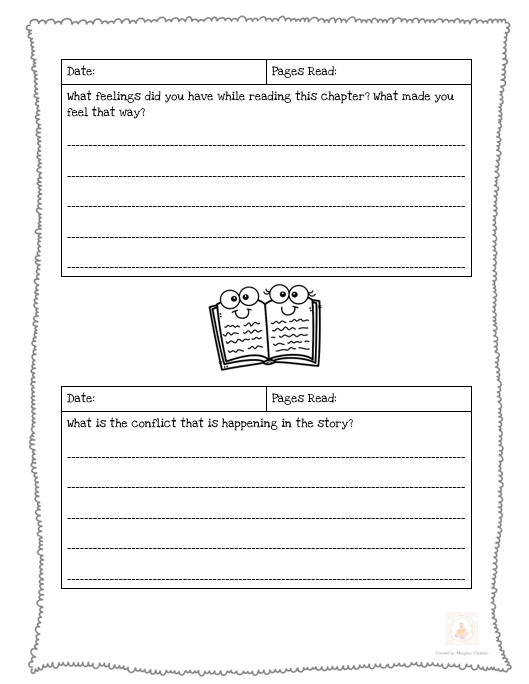 Chapter Book Reading Log with Questions - Classful