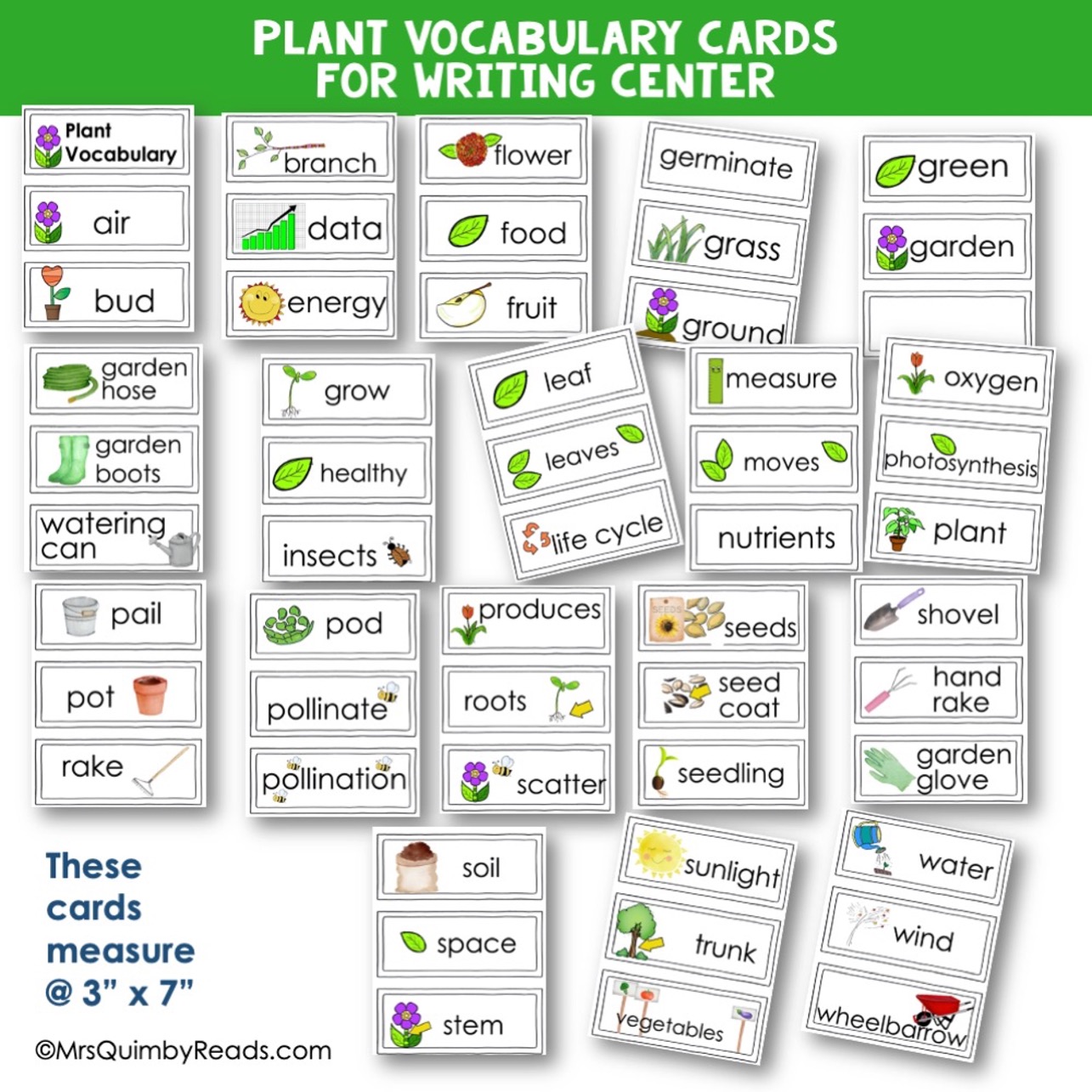 Plant Vocabulary | Word Cards for Writing Center | Bulletin Boards ...