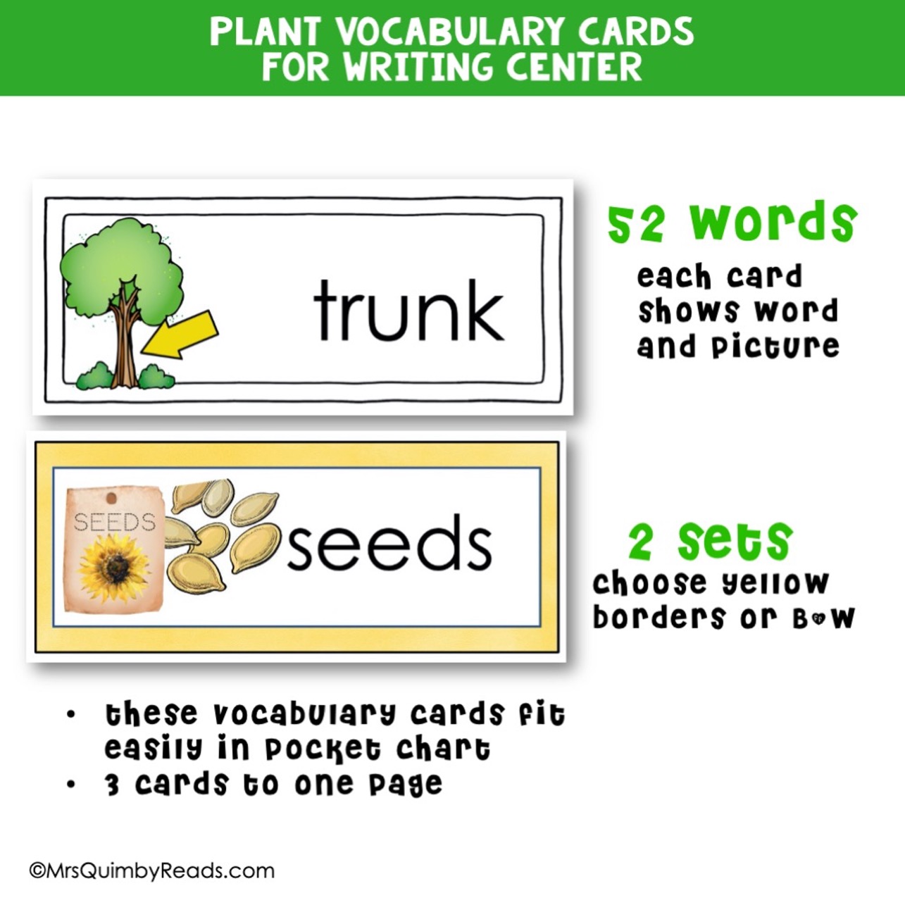 Plant Vocabulary | Word Cards for Writing Center | Bulletin Boards ...