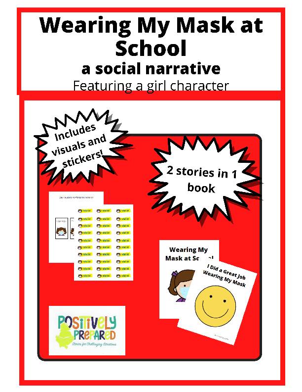 Wearing My Mask at School - featuring a girl character - Classful