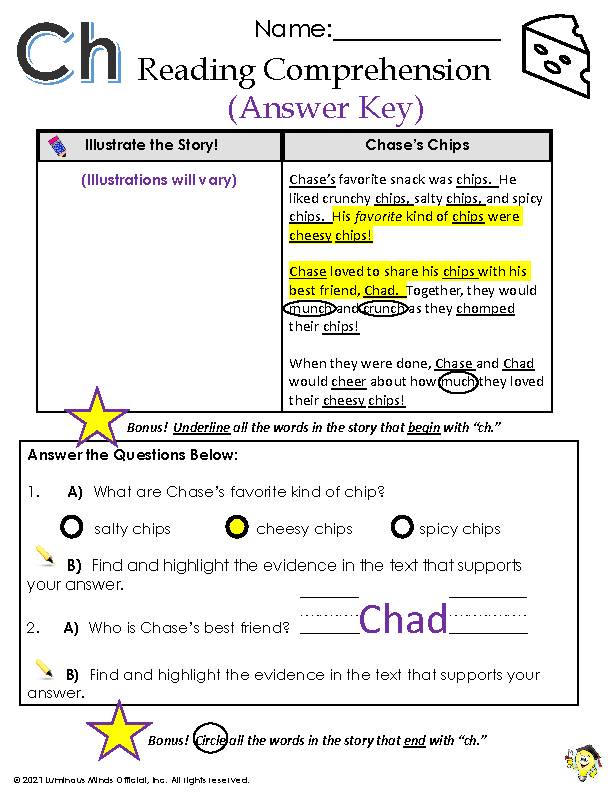 Reading Comprehension with Ch | Test Prep with Digraphs - Classful