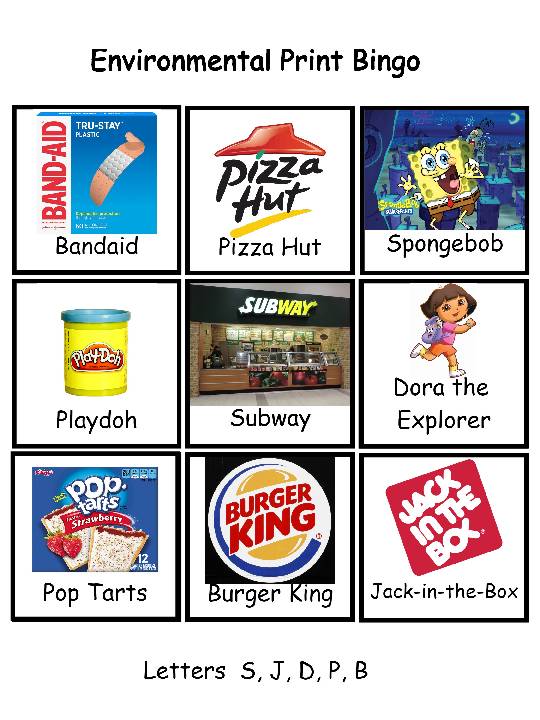 Environmental Print Bingo/Word Wall Cards - Learning W/out Tears ...