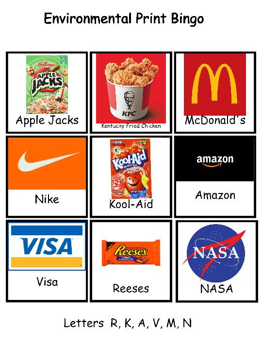 Environmental Print Bingo/Word Wall Cards - Learning W/out Tears ...