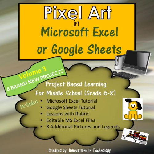 Pixel Art in Microsoft Excel or Google Sheets - VOLUME 3 - Classful