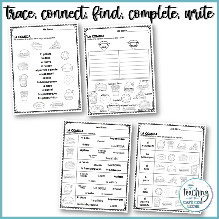 La comida - Spanish Food Vocabulary Worksheets - Classful