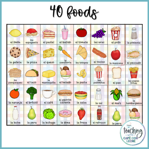 Bingo de la comida - Food Bingo Game in Spanish - Classful