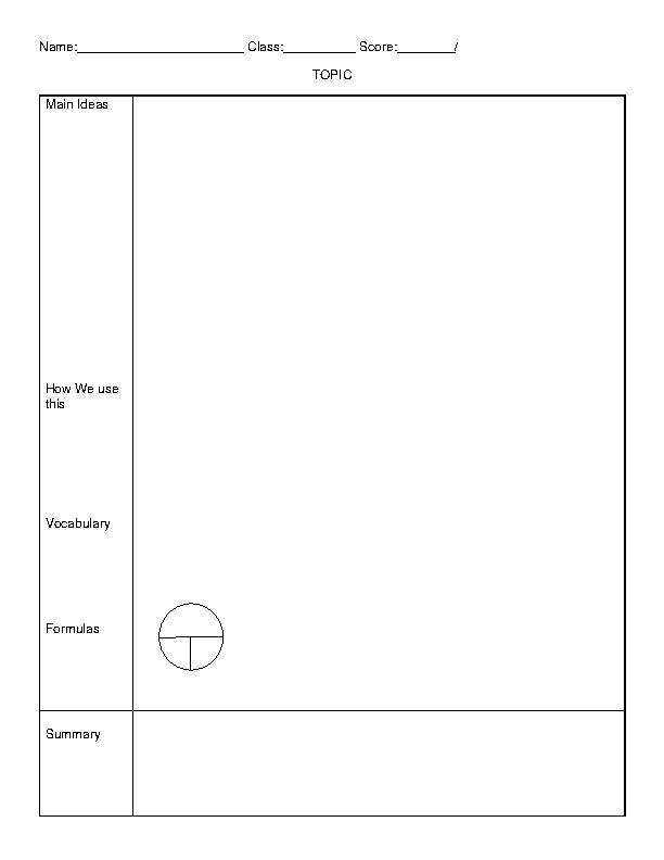 Science Cornell Notes Template - Classful