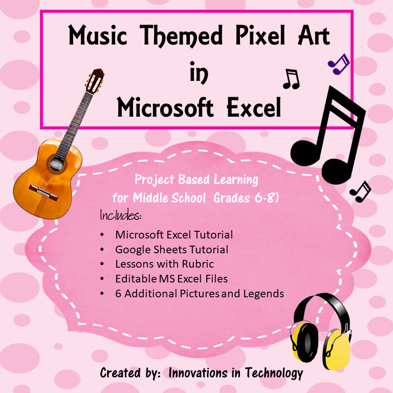 Music Related Pixel Art in Microsoft Excel or Google Sheets - Classful