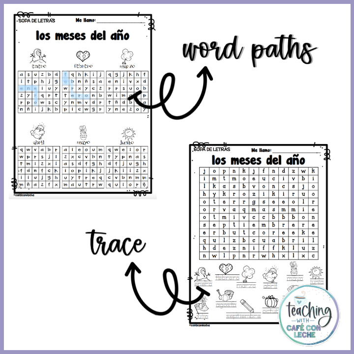 Sopa de letras de los meses del año - Months of the Year Word Search in ...