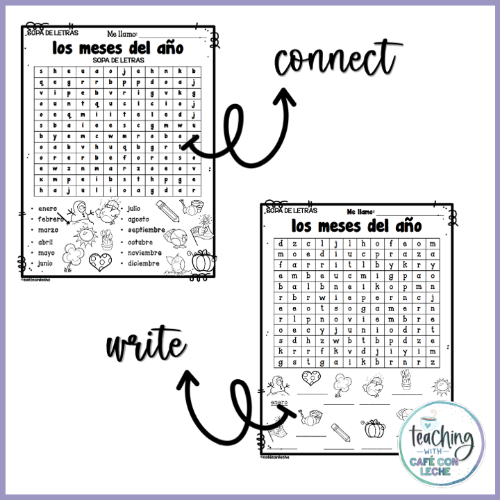 Sopa de letras de los meses del año - Months of the Year Word Search in ...