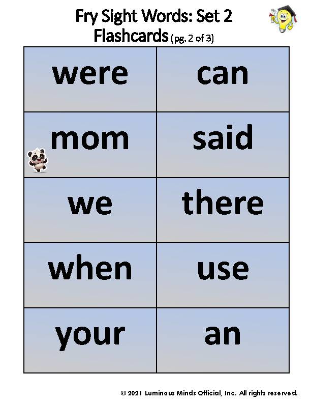 Fry Sight Word Flashcards- Set 2 - Classful