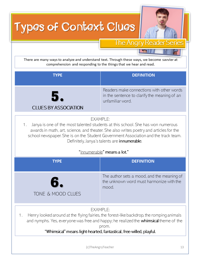 CONTEXT CLUES [WORKSHEETS and ACTIVITIES for MIDDLE and HIGH SCHOOL ...