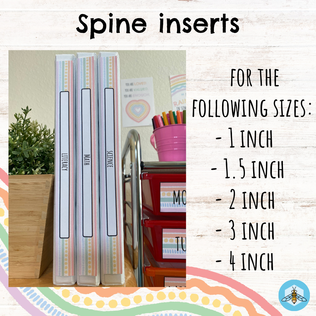 Pastel Rainbow Binder Covers (Editable) - Classful