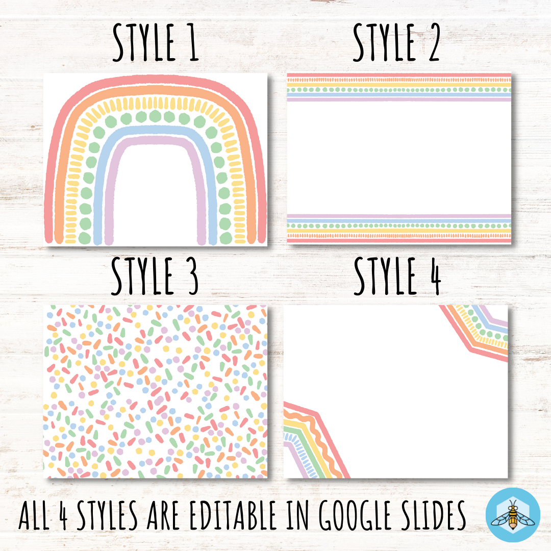 Pastel Rainbow Table Group Signs (EDITABLE) - Classful