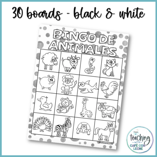 Bingo de los animales - Animal Bingo Game in Spanish - Classful