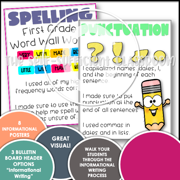 1st Grade Informational Writing Bulletin Board Set - Classful