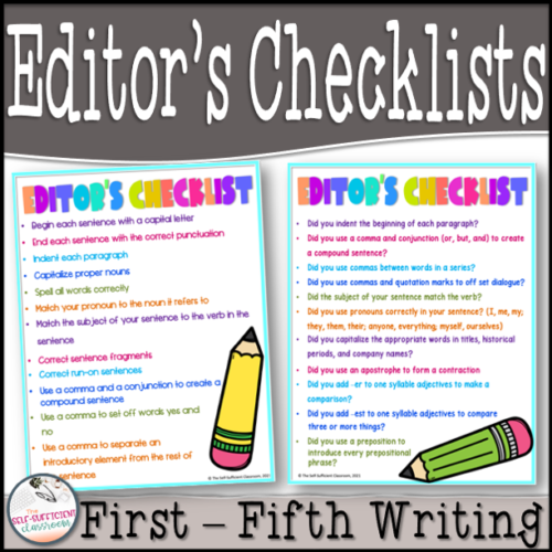 Elementary Writing Checklist - Classful