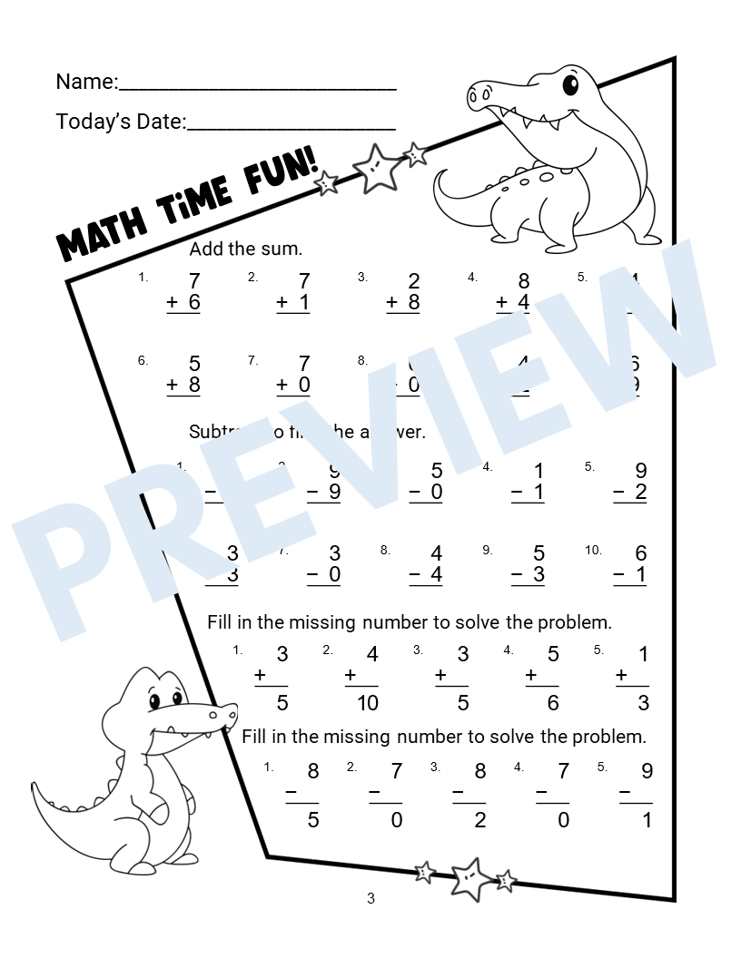 Math Worksheets Addition And Subtraction