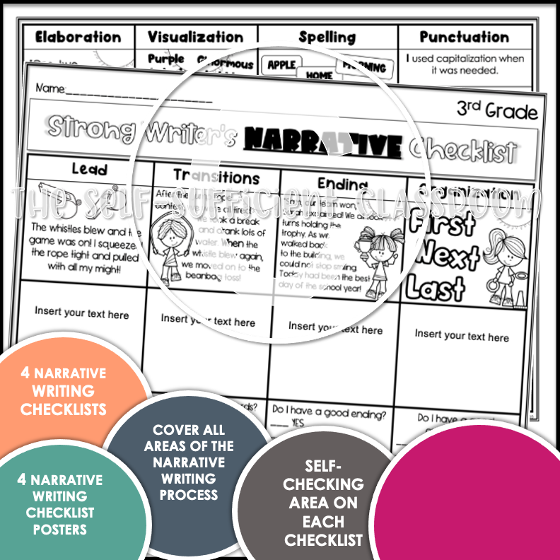 3rd Grade Narrative Writing Checklist EDITABLE - Classful