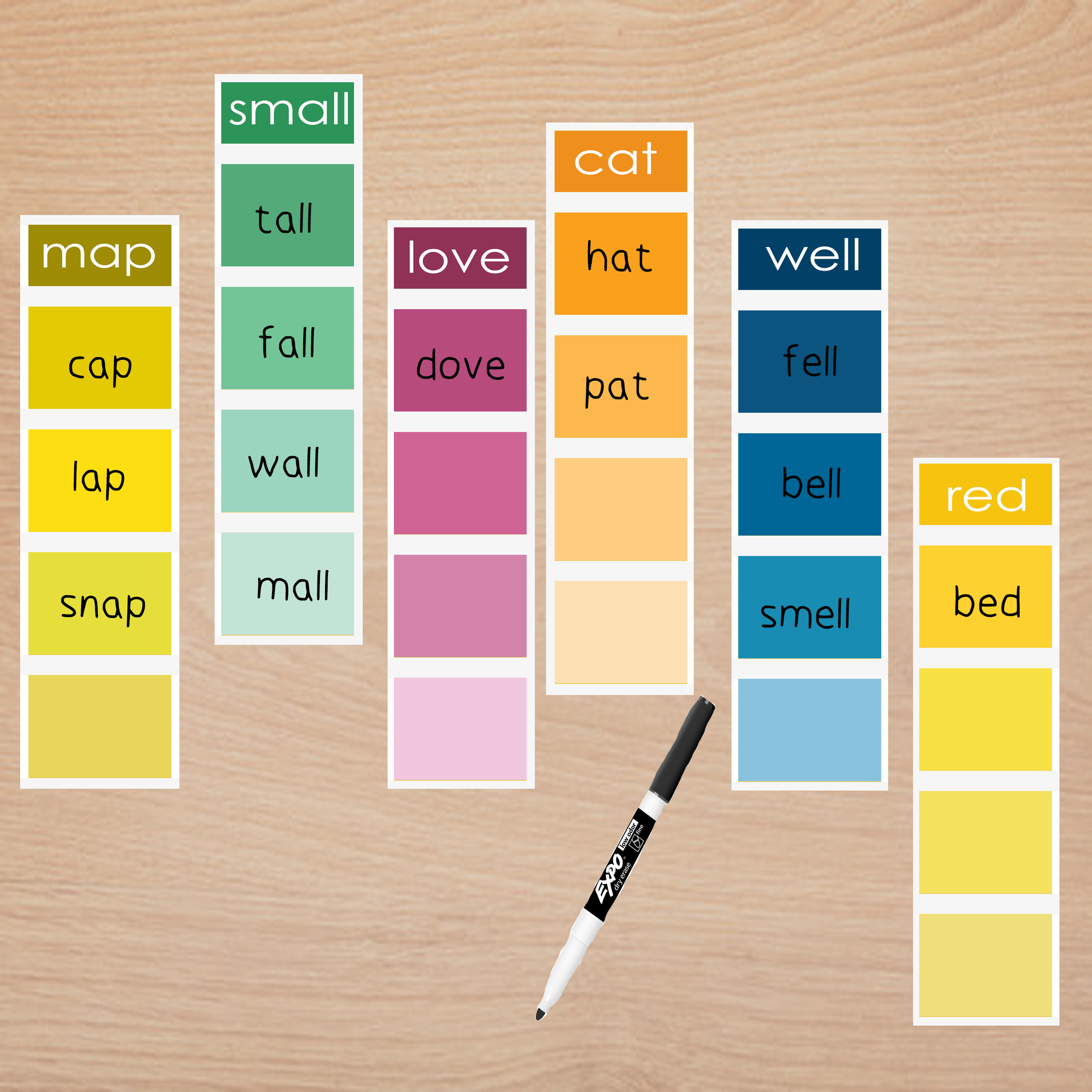 Rhyming Words Color Strips (rhyme) - Classful