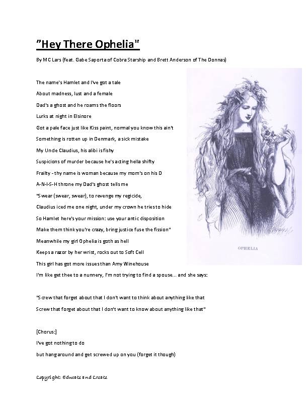 Hamlet- Analyzing Song Lyrics for Ophelia - Classful