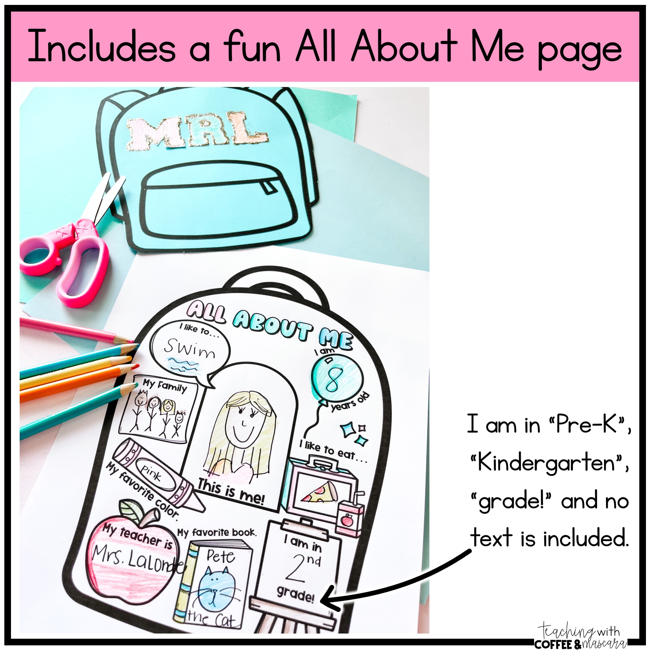 Backpack Name Craft - All About Me Activity - Classful