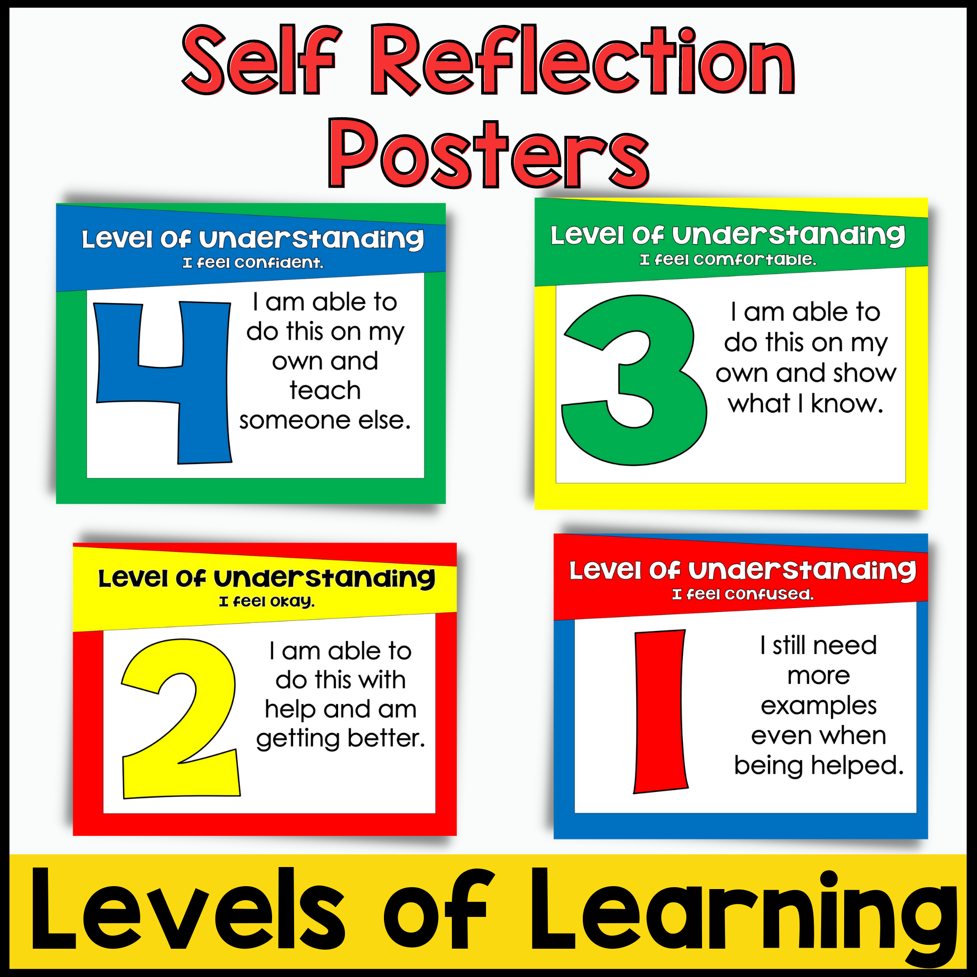 Student Self Reflection Levels of Learning | Primary Color Theme - Classful