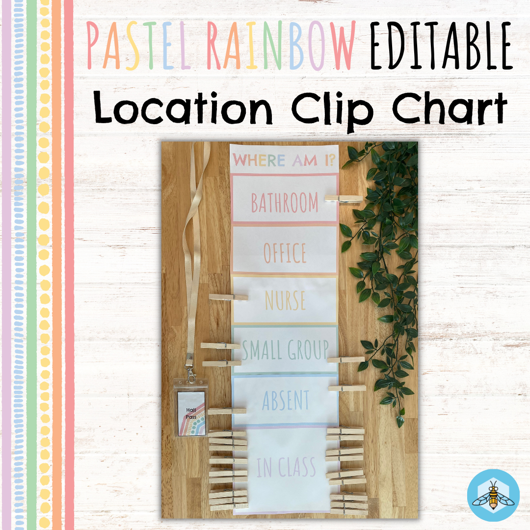 Pastel Rainbow Student Location Clip Chart (EDITABLE) - Classful