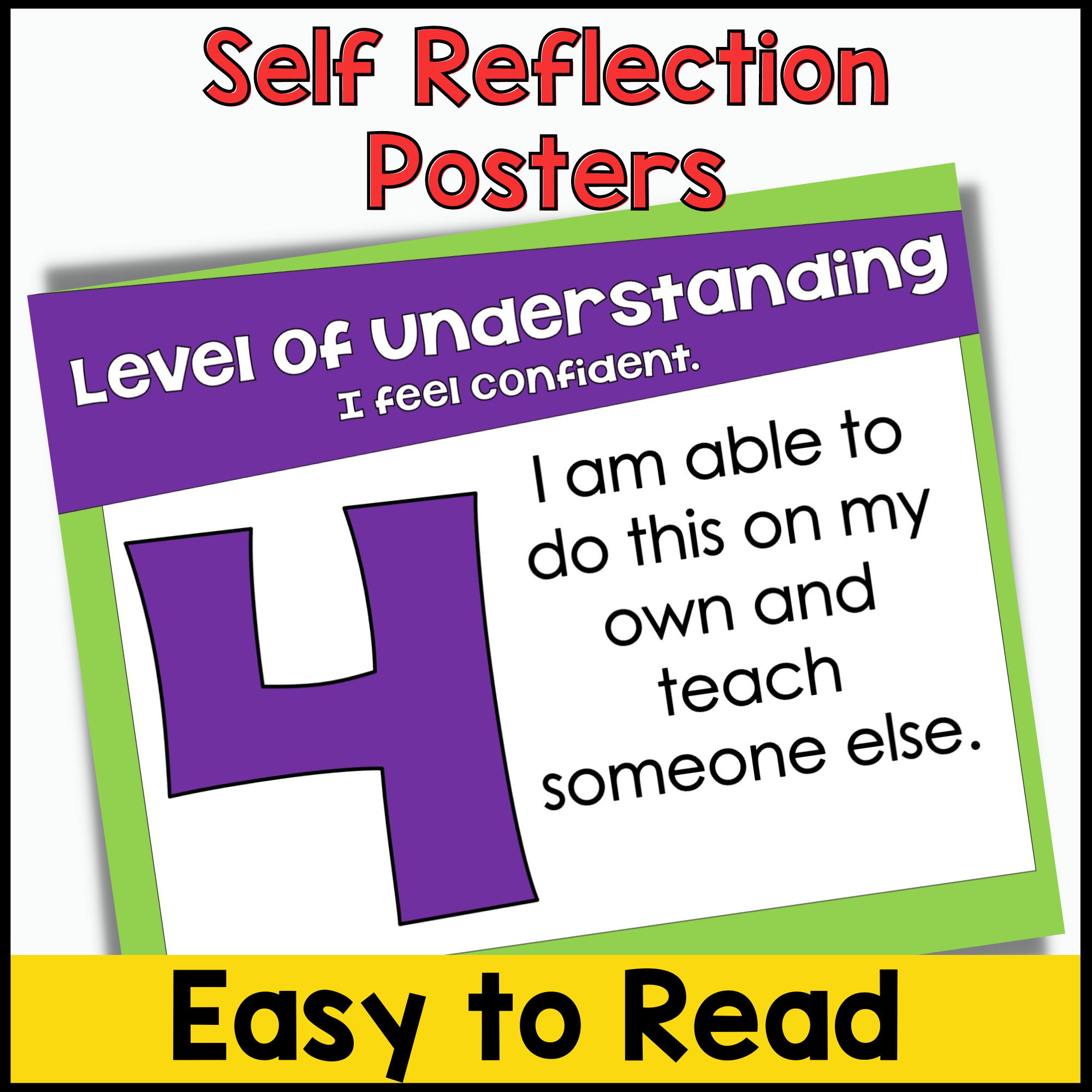 Student Self Reflection Levels of Learning | Bright and Bold Color ...