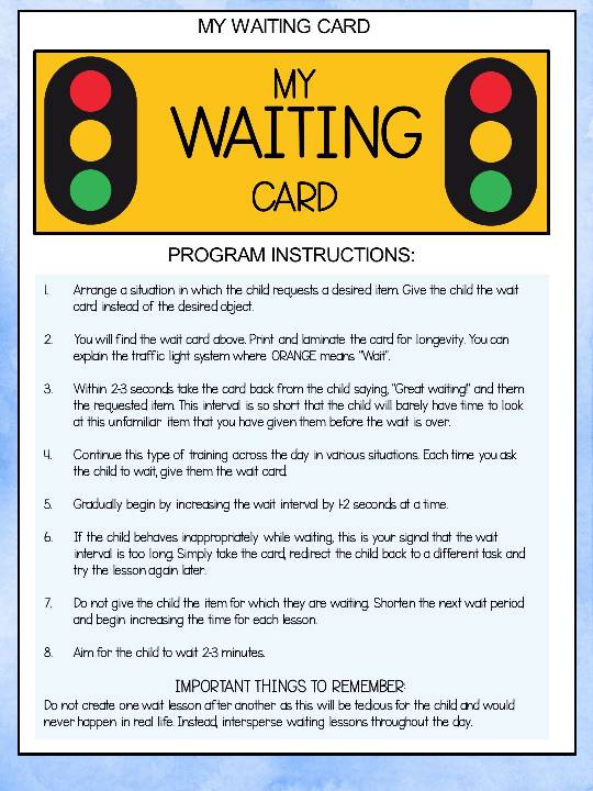 Teaching Students - Learning to Wait Program - ABA Program - Classful