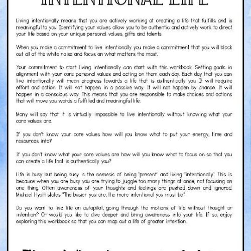 Personal Values Workbook Unit - Health Education and Counseling Life ...