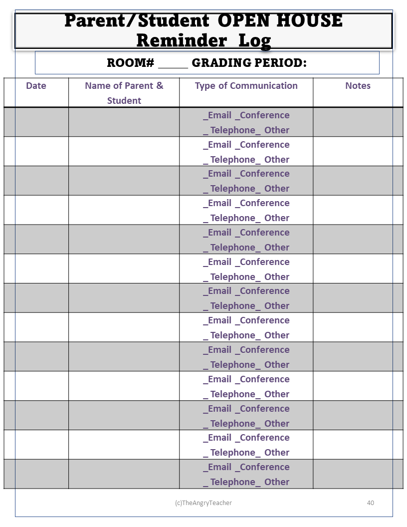 OPEN HOUSE SIGN IN SHEETS - Classful
