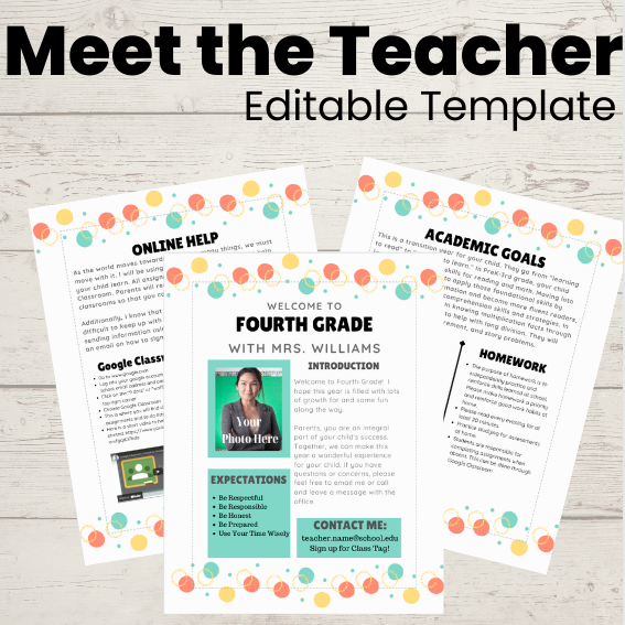 Editable Syllabus/Meet the Teacher Letter Print/Digital Dots - Classful