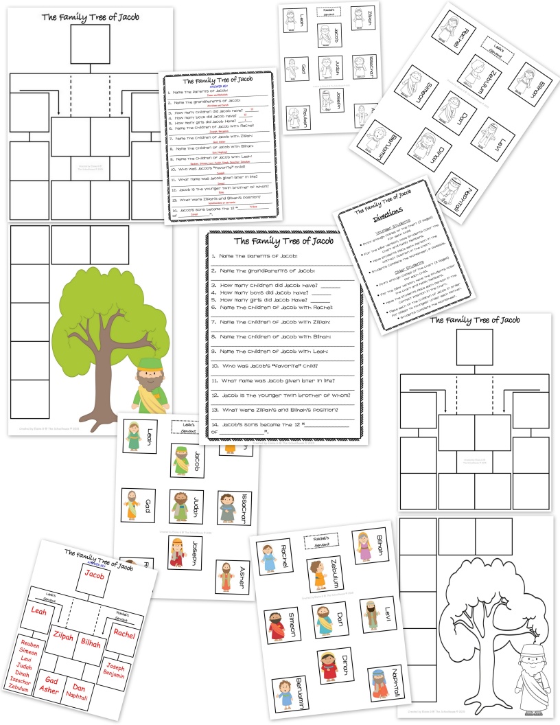 The Family Tree of Jacob Chart and Worksheet - Classful