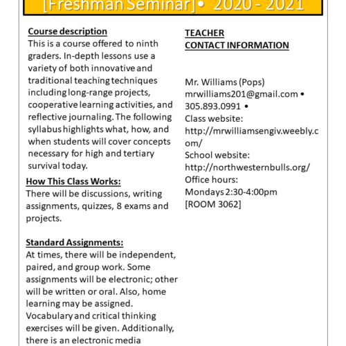 FRESHMAN EXPERIENCE SYLLABUS - Classful