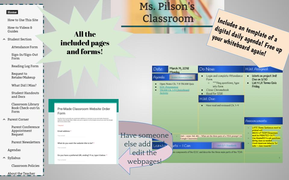 Pre-made Classroom Website in New Google Sites - Classful