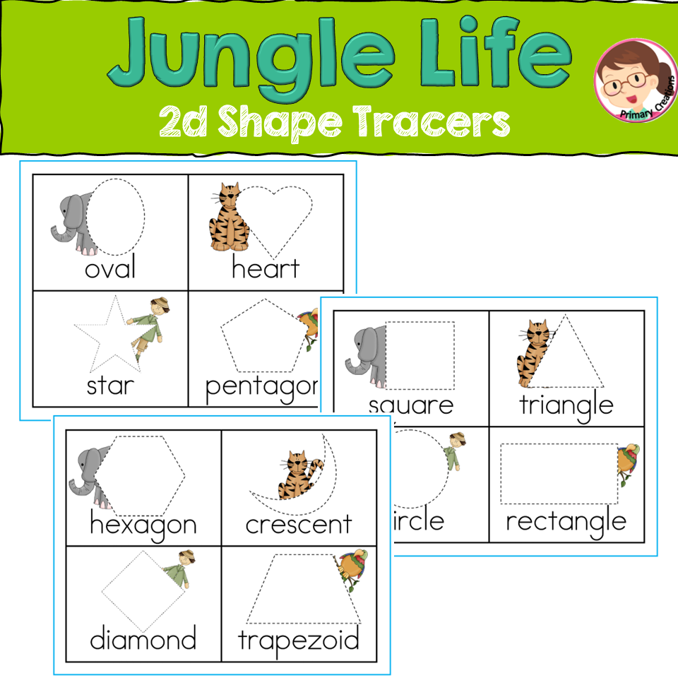2d Shapes - Jungle Animals Theme - Safari Animals Theme - PreK, SPED ...
