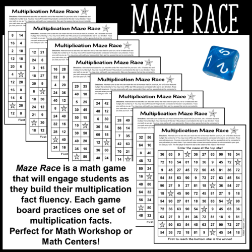 Multiplication Fact Fluency Games- Maze Race - Classful