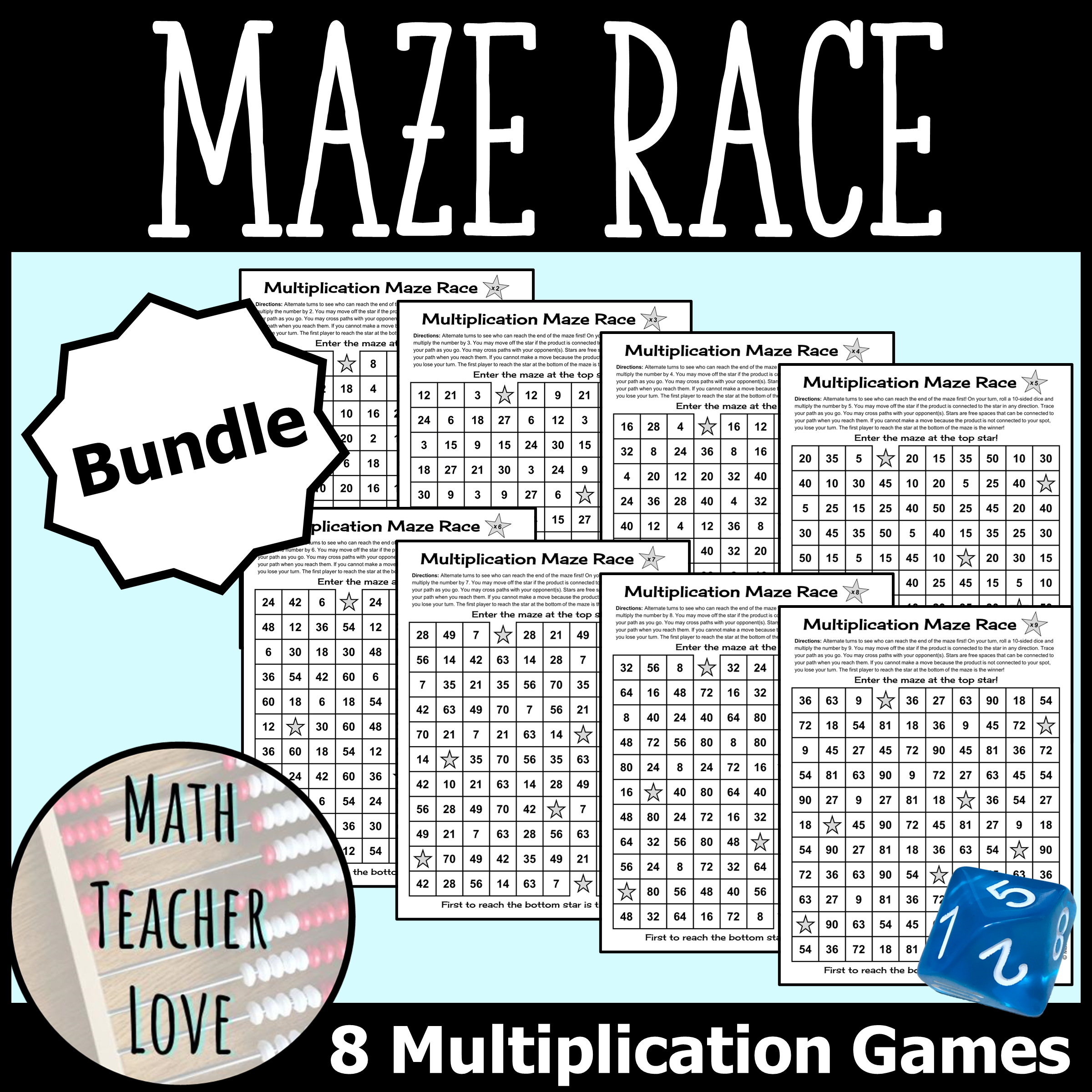 Multiplication Fact Fluency Games- Maze Race - Classful