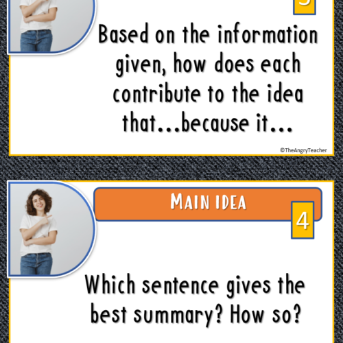 HIGH SCHOOL QUESTION STEM TASK CARDS- [MAIN IDEA] - Classful