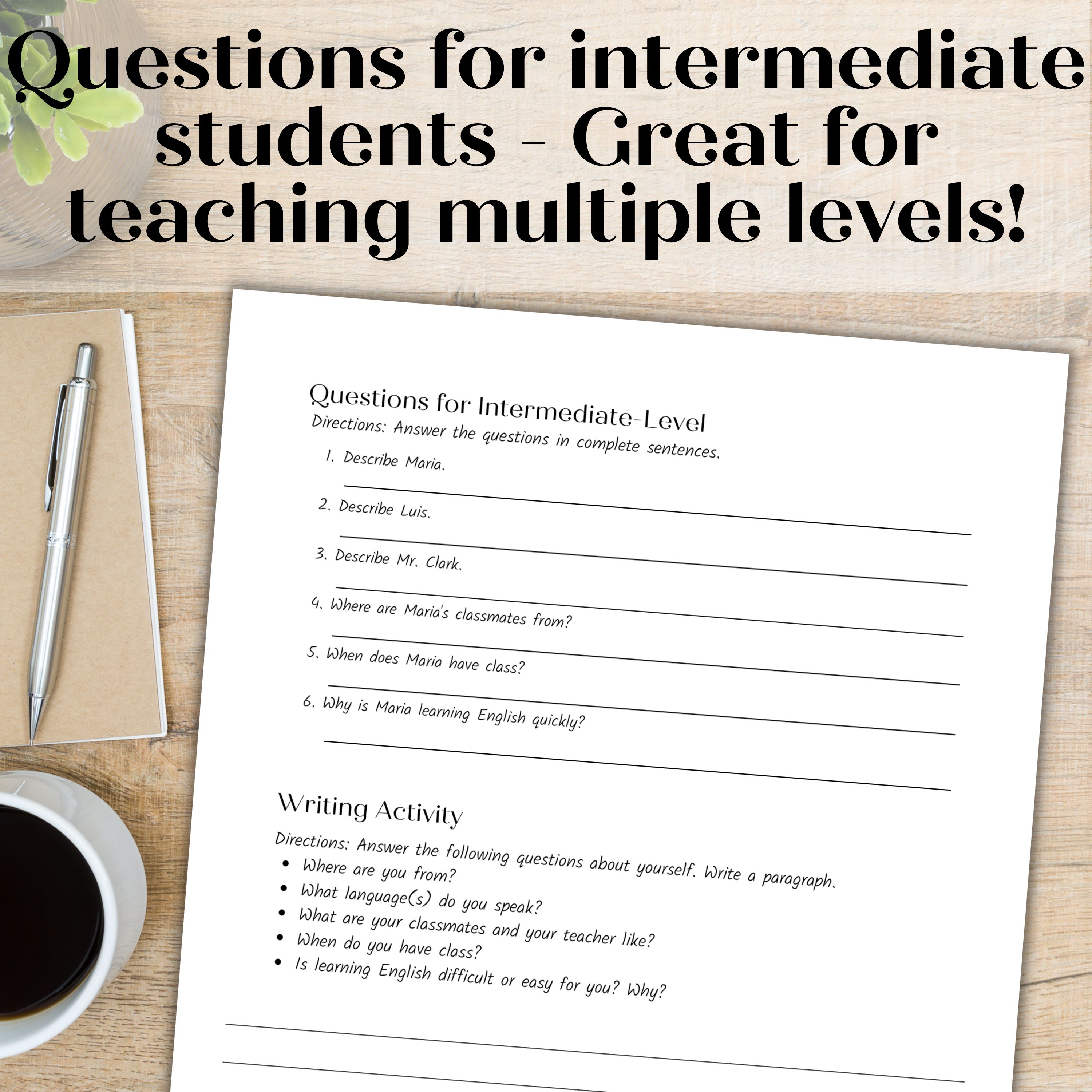 Reading Comprehension Passage for Beginner and Intermediate Adult ESL ...