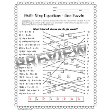 Multi-Step Equations- Riddle and Maze Activity (Print and Digital ...