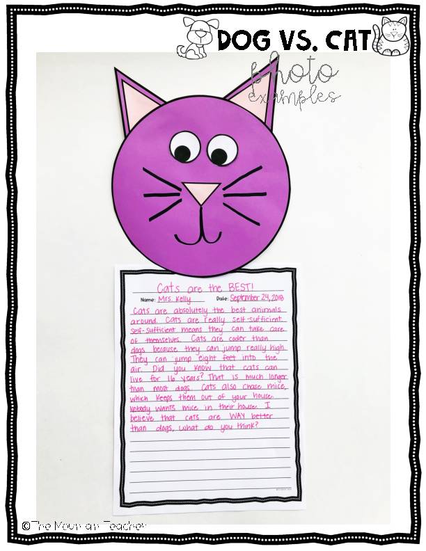 Dog vs Cat Opinion Writing Prompt and Activity - Classful