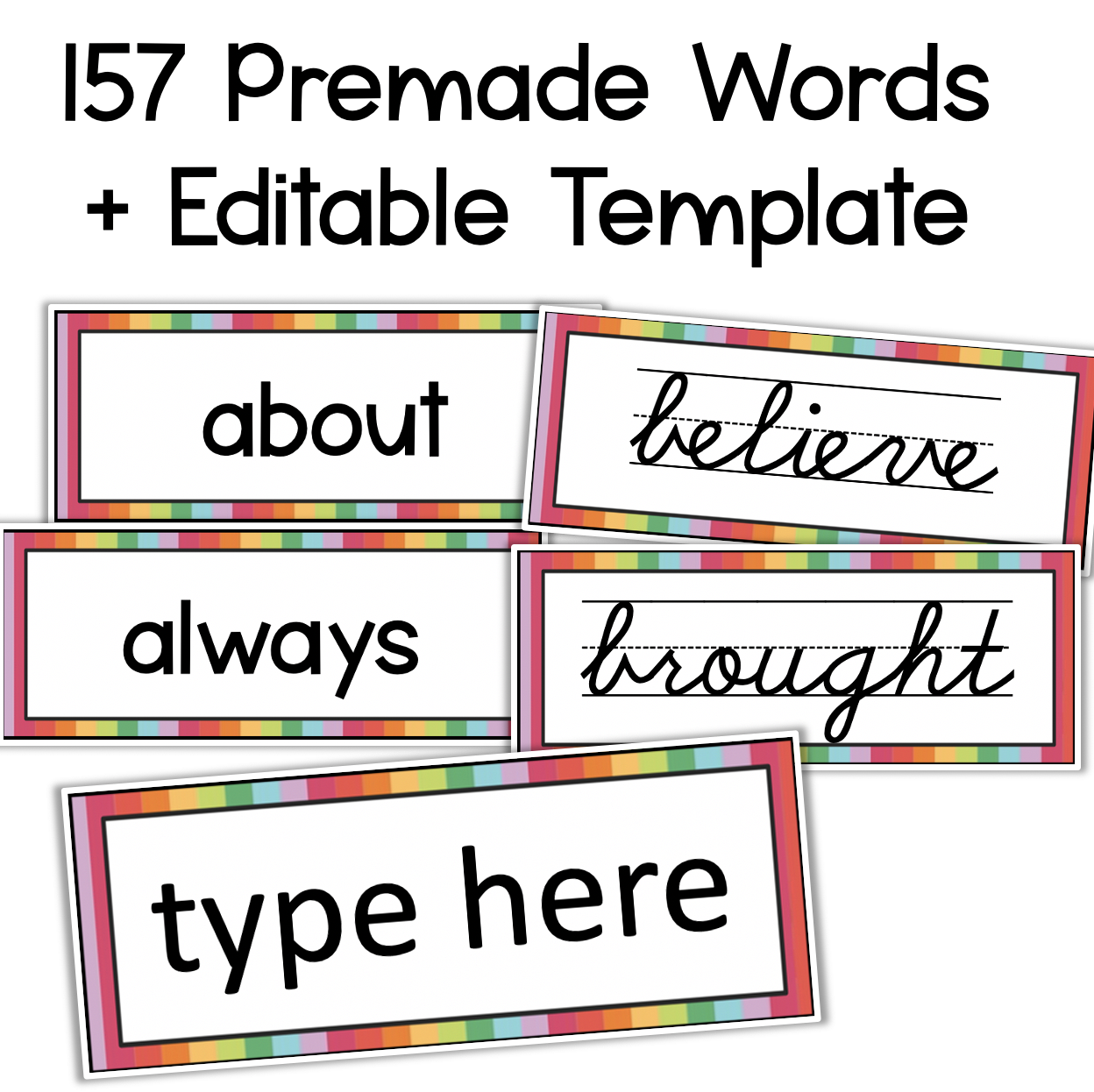 Editable Word Wall Letters and Sight Word Cards - Cursive and Print ...