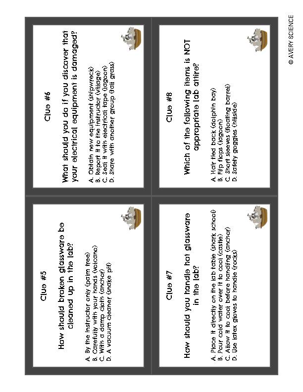 Lab Safety Task Cards - Pirate Treasure Hunt - Classful