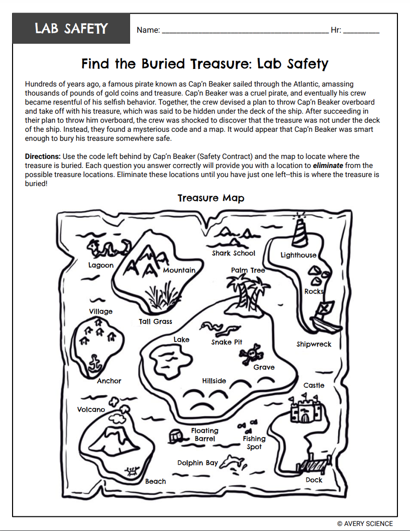 Lab Safety Task Cards - Pirate Treasure Hunt - Classful