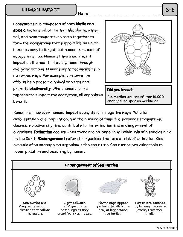 Human Impact on Ecosystems Reading Passage and Questions - Classful