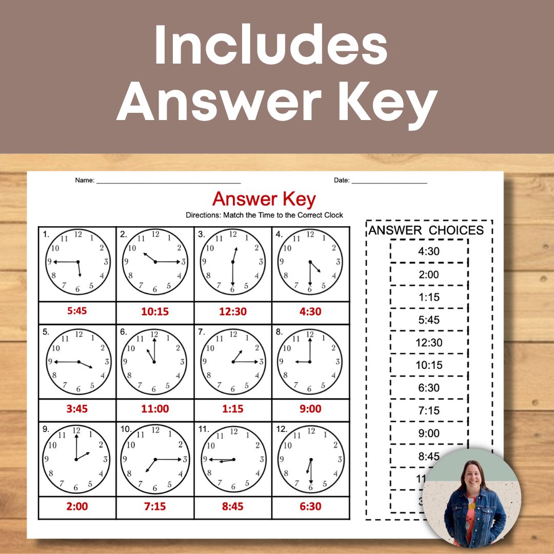 Telling Time with Analog Clocks Printable Activity - Classful